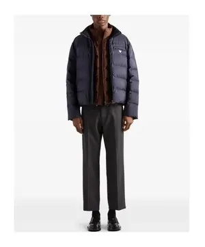 Prada Stand-up Collar Quilted Jacket - Blue