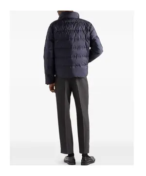 Prada Stand-up Collar Quilted Jacket - Blue