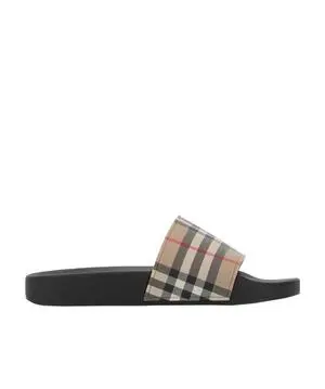 Burberry Furley Checked Slides - Black