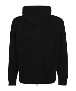 LARDINI Long Sleeve Zip-up Hoodie With Ribbed Knit