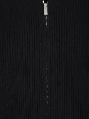 LARDINI Long Sleeve Zip-up Hoodie With Ribbed Knit