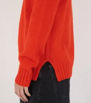 JIL SANDER Round Neck Sweater With Side Slits - Red