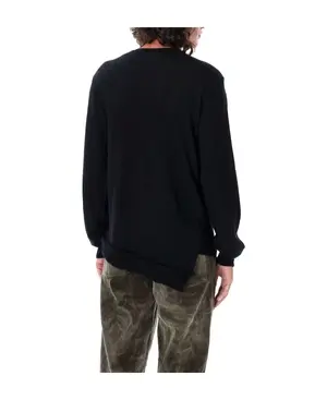 Comme Des Garçons X Lacoste Asymmetric Wool Jumper - Black