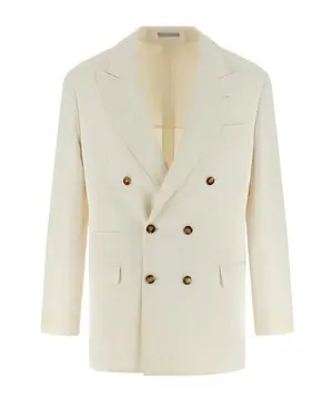 Brunello Cucinelli Double Breasted Long Sleeved Blazer - Nude