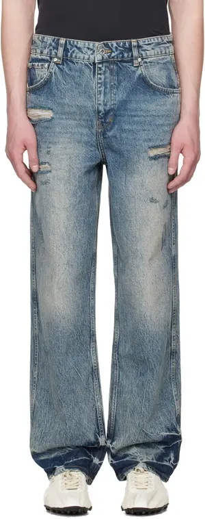 REPRESENT Distressed Baggy Jeans - Gray
