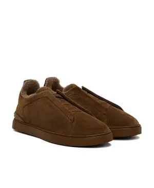 Zegna Low-top Deerskin Slip-on Sneakers