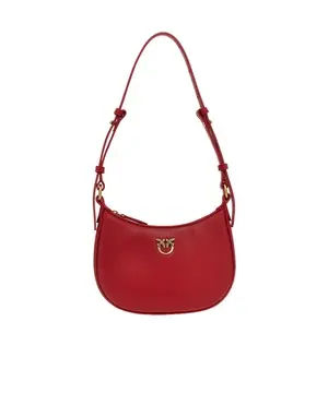 Pinko Half Moon Mini Shoulder Bag With Signature Buckle - Red