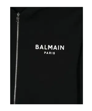 Balmain Logo Print Cotton Zip-up Hoodie