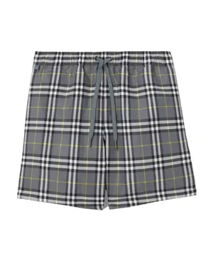 Burberry Burberry Checked Drawstring Swim Shorts Gray