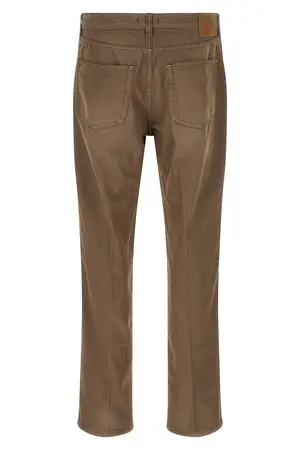 Prada Five-pocket Washed Denim Jeans With Ironed Pleats - Brown