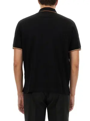 Paul Smith Signature Stripe Trim Zip Polo Shirt