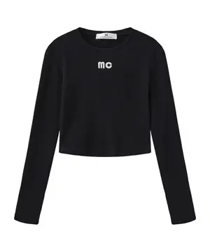Marissa Chiara Long Sleeve Crewneck T-shirt - Black