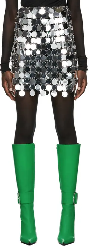 Rabanne Asymmetric Circular-disc Mini Skirt - Gray