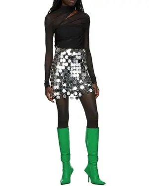 Rabanne Asymmetric Circular-disc Mini Skirt - Gray