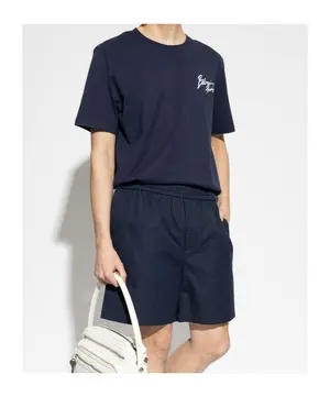 Balmain Logo Brush Printed Crewneck T-shirt - Black