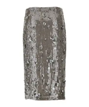 P.a.r.o.s.h Sequin Embellished Midi Skirt - Gray
