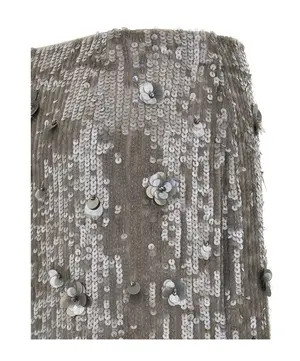 P.a.r.o.s.h Sequin Embellished Midi Skirt - Gray