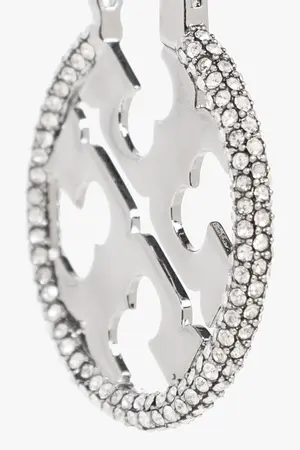 Tory Burch Logo Round Hoop Earrings - White