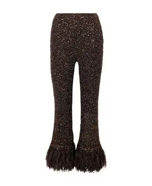 Valentino Garavani Feather Trimmed Sequined Flare Pants