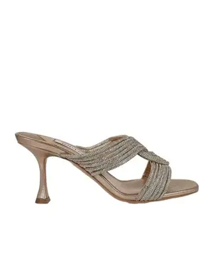 AQUAZZURA Gatsby Embellished Open-toe Mules - Light Copper
