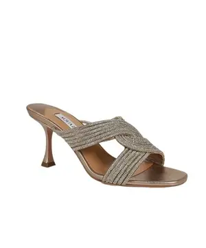 AQUAZZURA Gatsby Embellished Open-toe Mules - Light Copper