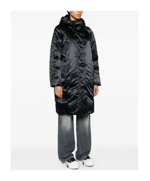 FAY Shiny Down Jacket With Drawstring Hood And Snap Closure