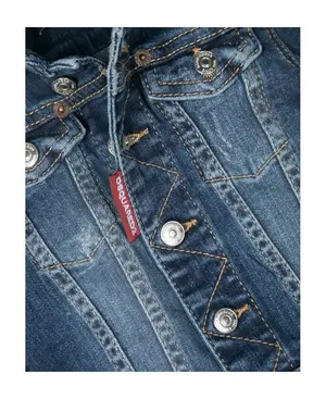 Dsquared2 Single-breasted Denim Coat With Logo Tag