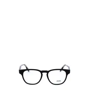 Zegna Round Frame Eyeglasses - Bright Black