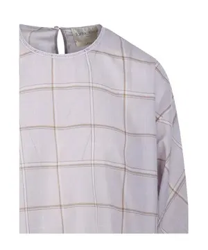 FORTE_FORTE Plaid Pattern Long Sleeve Blouse - Gray