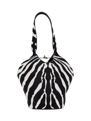 Khaite Lotus Mini Tote Bag With Animal Print - Black