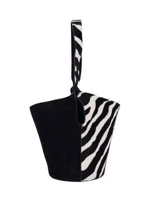 Khaite Lotus Mini Tote Bag With Animal Print - Black