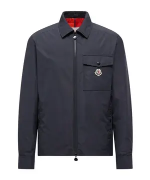 Moncler Vigeon Zip-up Jacket With Logo Patch - Blue