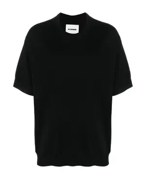 JIL SANDER Short-sleeved Knitted Jumper - Black