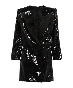 Balmain V-neck Sequined Mini Dress