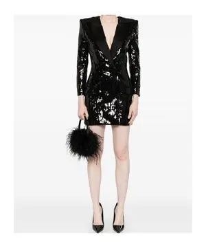 Balmain V-neck Sequined Mini Dress