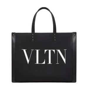 Valentino Garavani Vltn Logo Printed Medium Tote Bag - Black