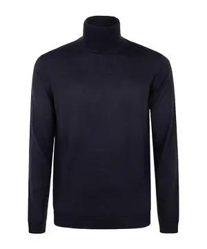 NUUR Turtleneck Sweater With Ribbed Edges - Navy