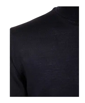 NUUR Turtleneck Sweater With Ribbed Edges - Navy
