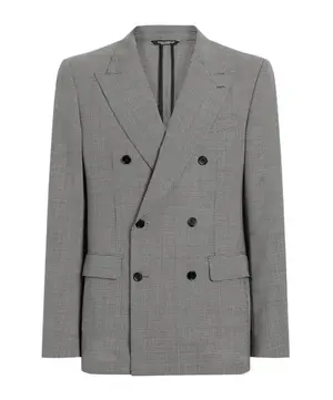 Dolce & Gabbana Double-breasted Houndstooth Tailored Jacket - Grey
