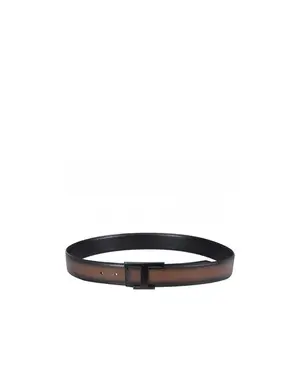 TOD'S Reversible Logo Plaque Buckle Belt - Black