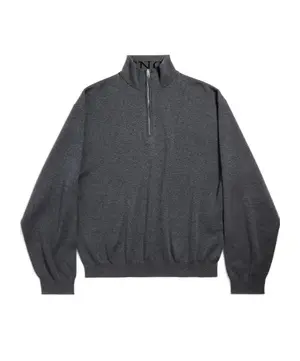 Balenciaga Half-zip High Neck Long Sleeve Sweatshirt - Grey