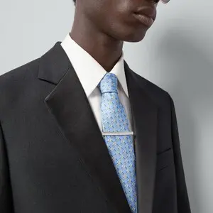 Gucci Diagonal Interlocking G Tie Bar - White