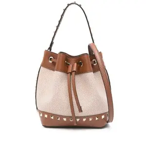Valentino Garavani Rockstud Drawstring Bucket Bag - Brown