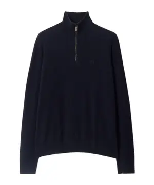 Burberry Half-zip Embroidered Jumper - Navy