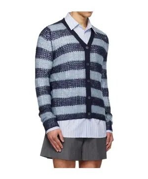 We11Done Striped Wool Blend Knit Cardigan