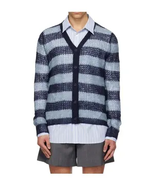 We11Done Striped Wool Blend Knit Cardigan