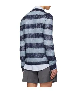 We11Done Striped Wool Blend Knit Cardigan