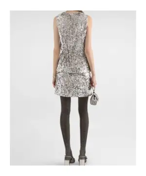 Dolce & Gabbana Sequin Sleeveless Top - Silver