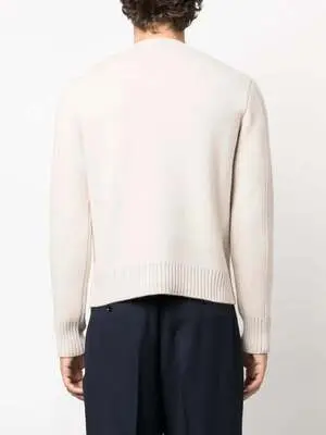 LANVIN Round Neck Long Sleeve Sweater - White