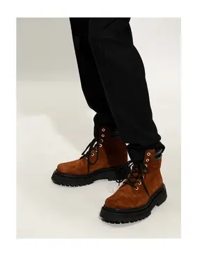 AMI Paris Suede Lace-up Ankle Boots